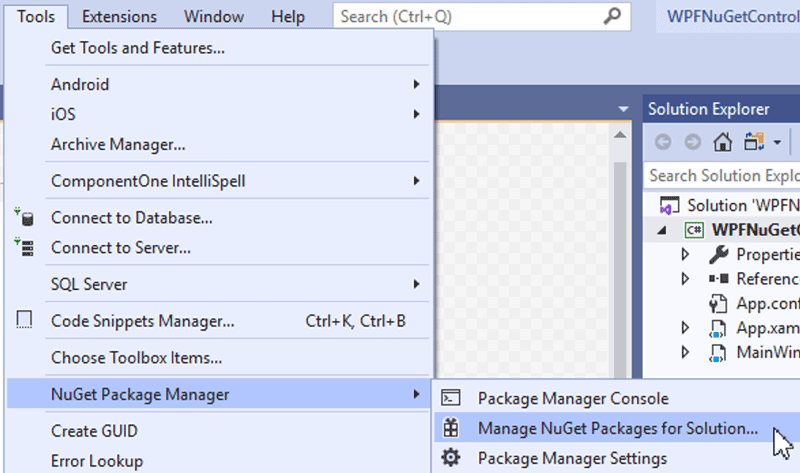 Using Componentone Wpf Controls With The Nuget Package Manager Componentone 8111